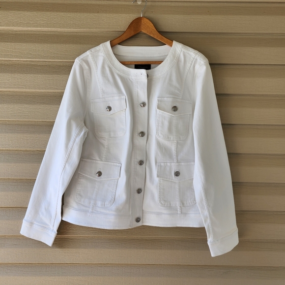 Talbots | Jackets & Coats | Talbots White Denim Jacket Size Xl | Poshmark